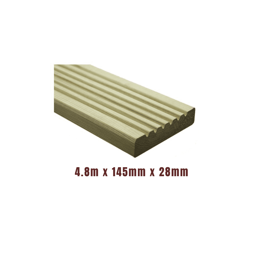 Treated Timber Decking Board 4.8m x 145mm x 28mm | Kelvin Timber